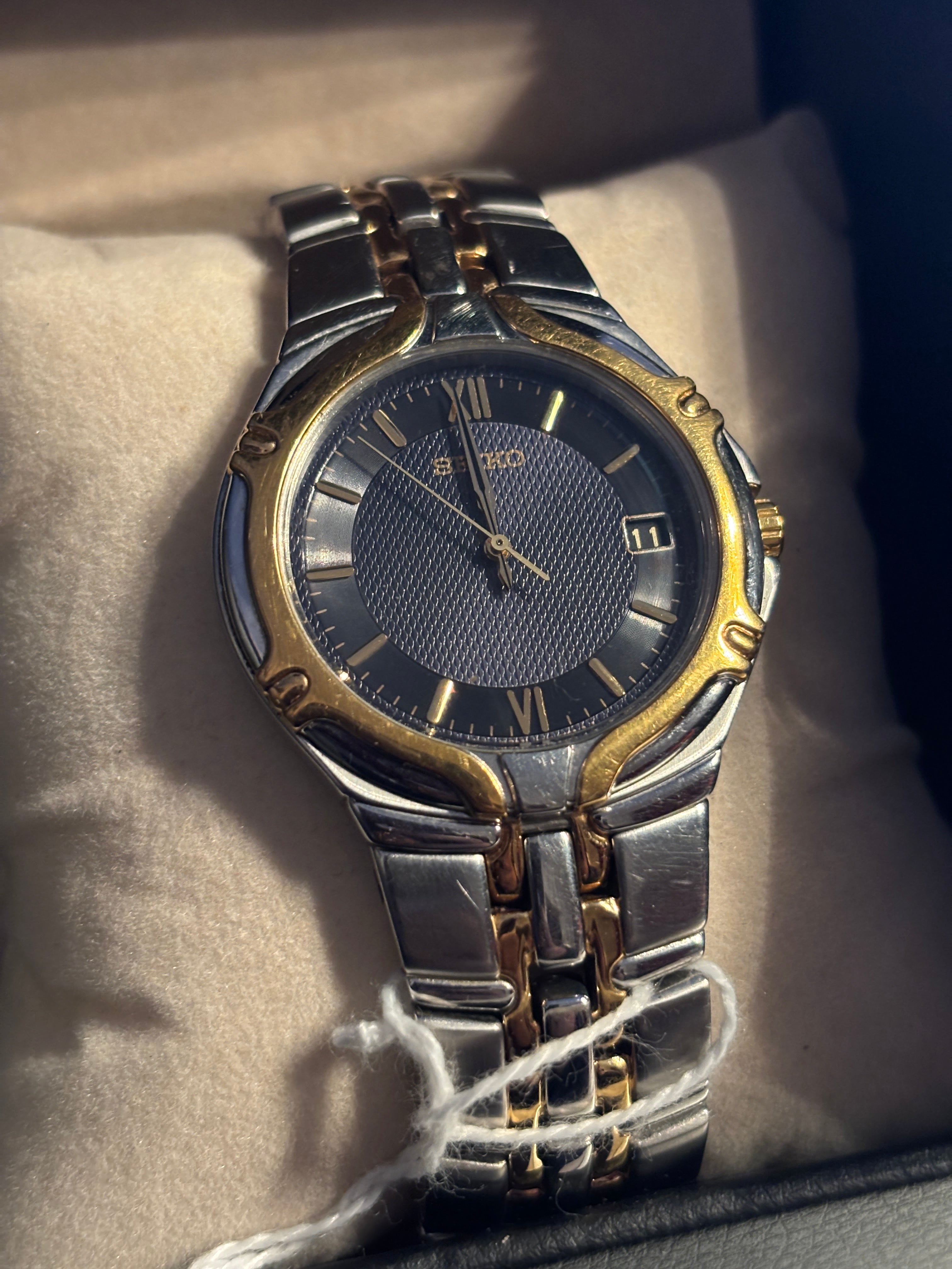 SEIKO Blue Date 37mm Watch – White Glove Watch Company
